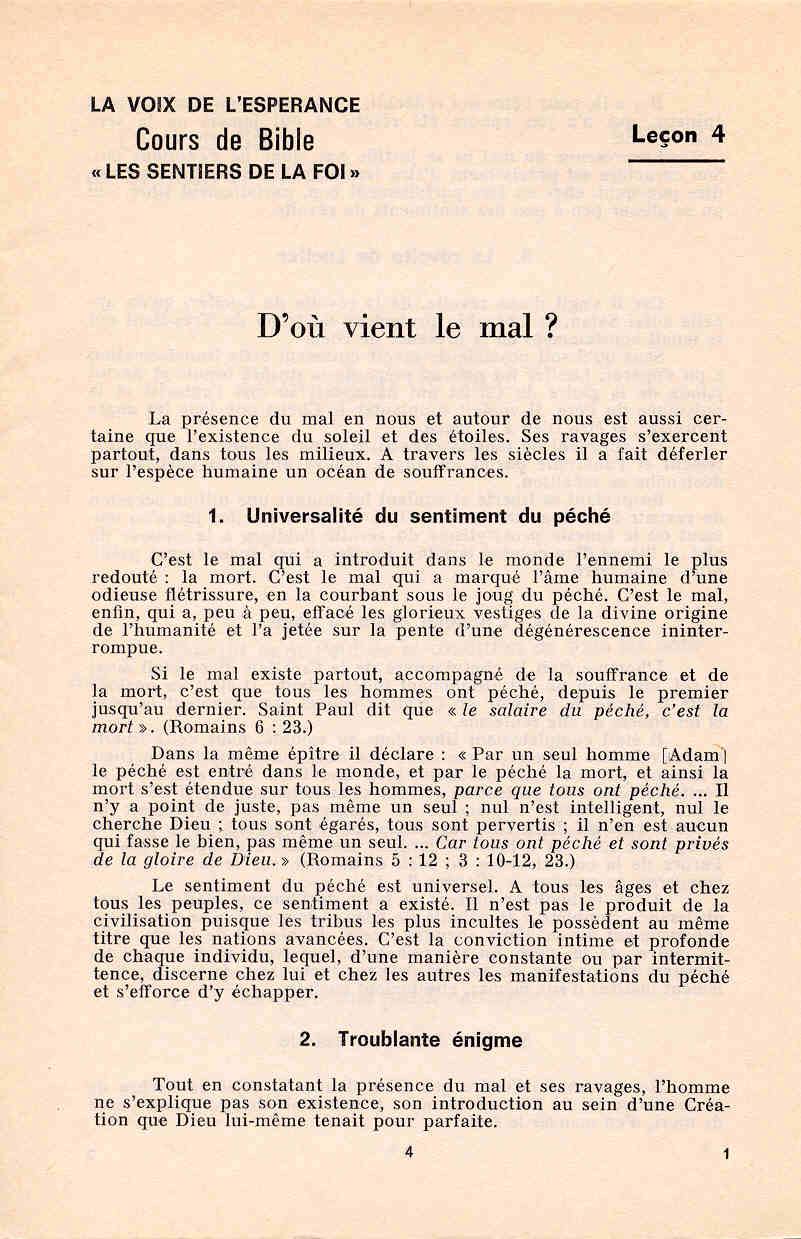 La Voix de l'Espérance #04 D’où vient le mal?