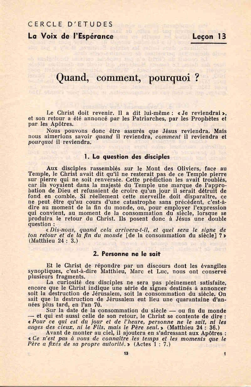 La Voix de l'Espérance #13 Quand, comment, pourquoi?