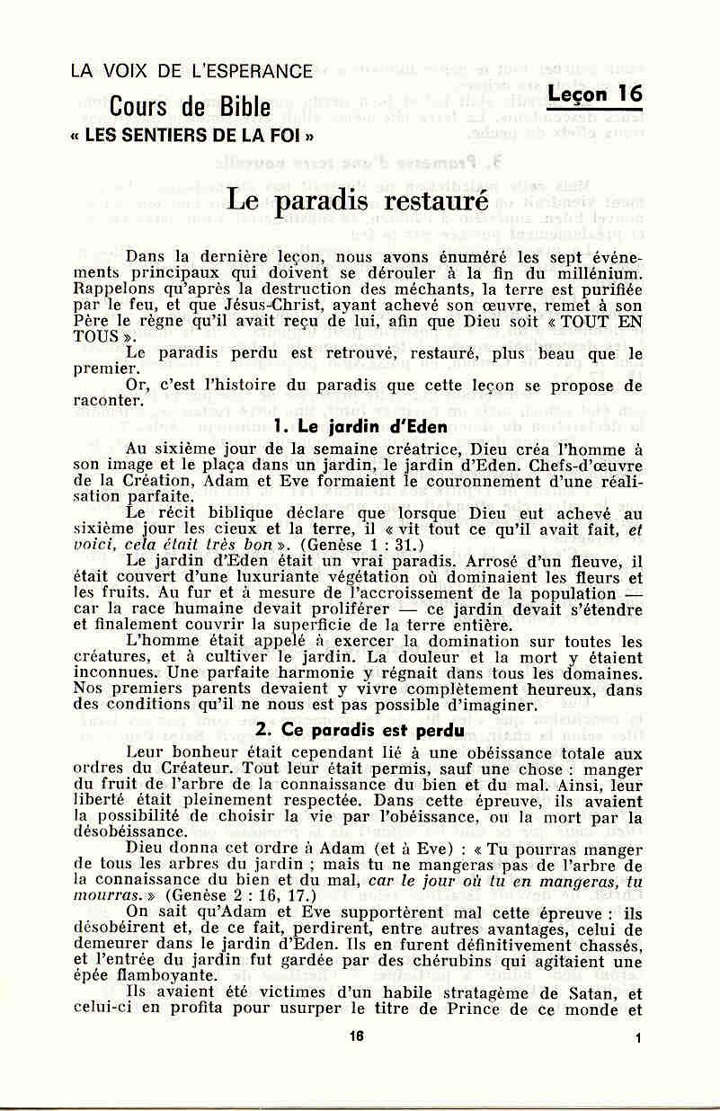 La Voix de l'Espérance #16 Le paradis restauré